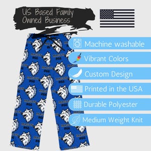 CUSTOM Mascot Pajama Pants Personalized School Sports Team Logo Pjs ...
