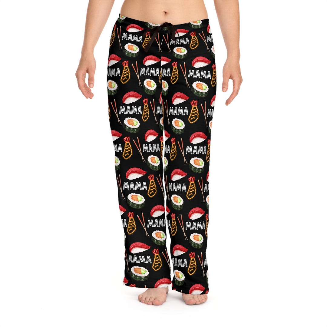 Sushi Pajamas, Sushi Lover Gifts for Her Funny Pajama Pants Sushi Print ...