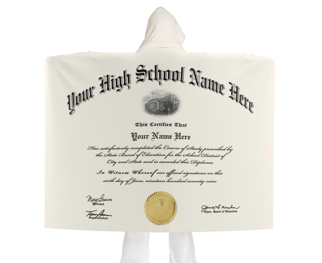 Custom Diploma Blanket With Hood for Graduate, High School Graduation ...