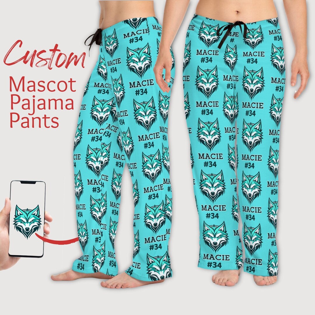 CUSTOM Mascot Pajama Pants Personalized School Sports Team Logo Pjs ...