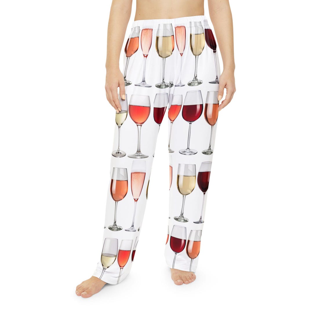 Cute Wine Lover Pajama Pant, Wine Bottle Print Bachelorette Party ...