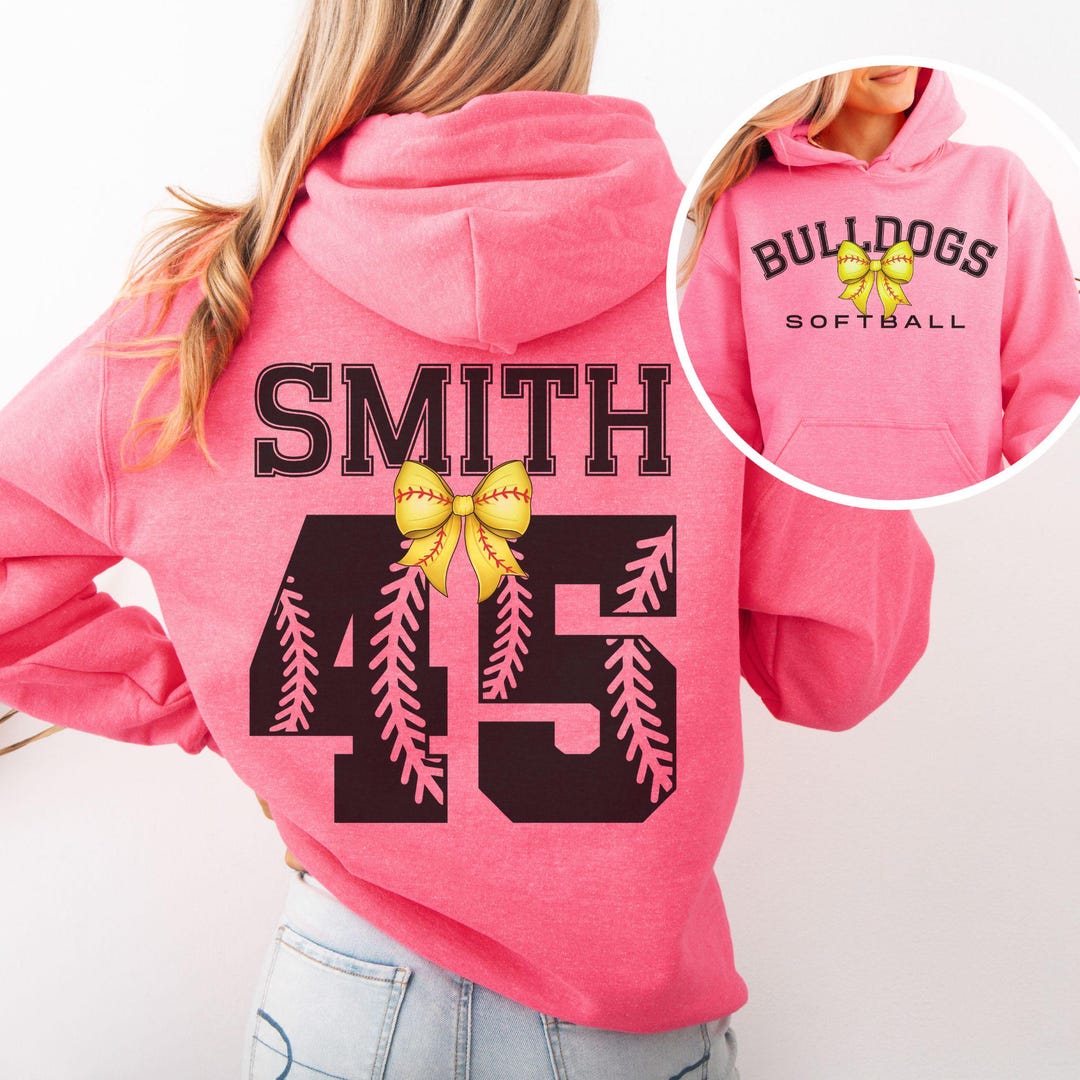Personalized Girls Softball Hoodie: Preppy Coquette Bow Game Day ...