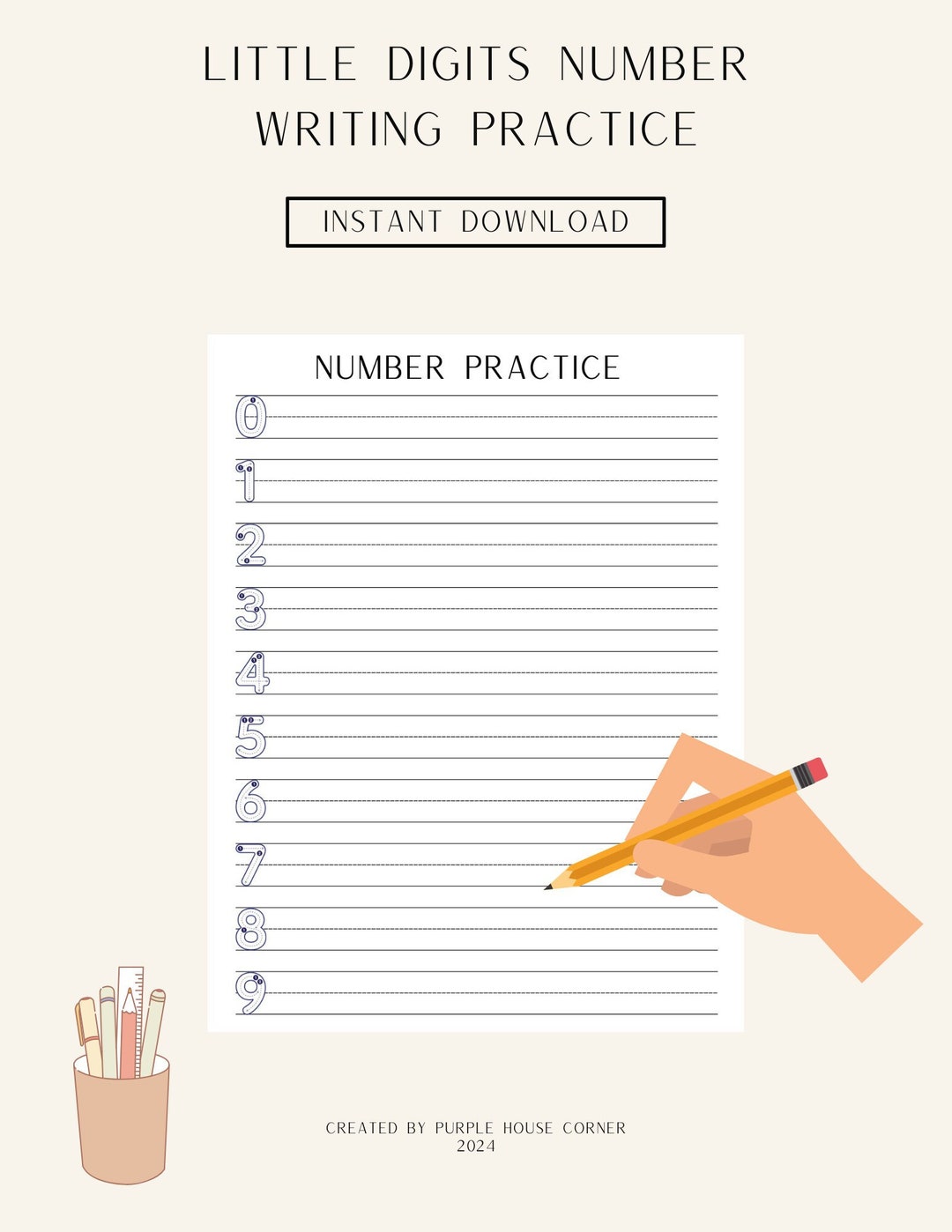 Little Digits Number Writing Practice - Playful Practice Sheet for ...