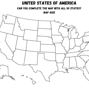 United States States Quiz Printable - Geography Test, Educational USA ...