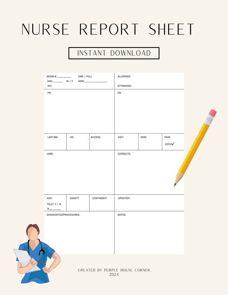 Nurse Report Sheet - Nurse Report Sheet for Beginners, Nurse Report ...
