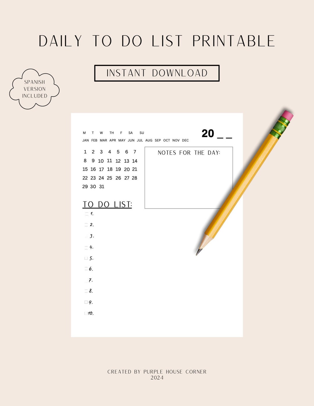 Printable Daily to Do List - To-do List, Goal Tracker, Task Checklist ...