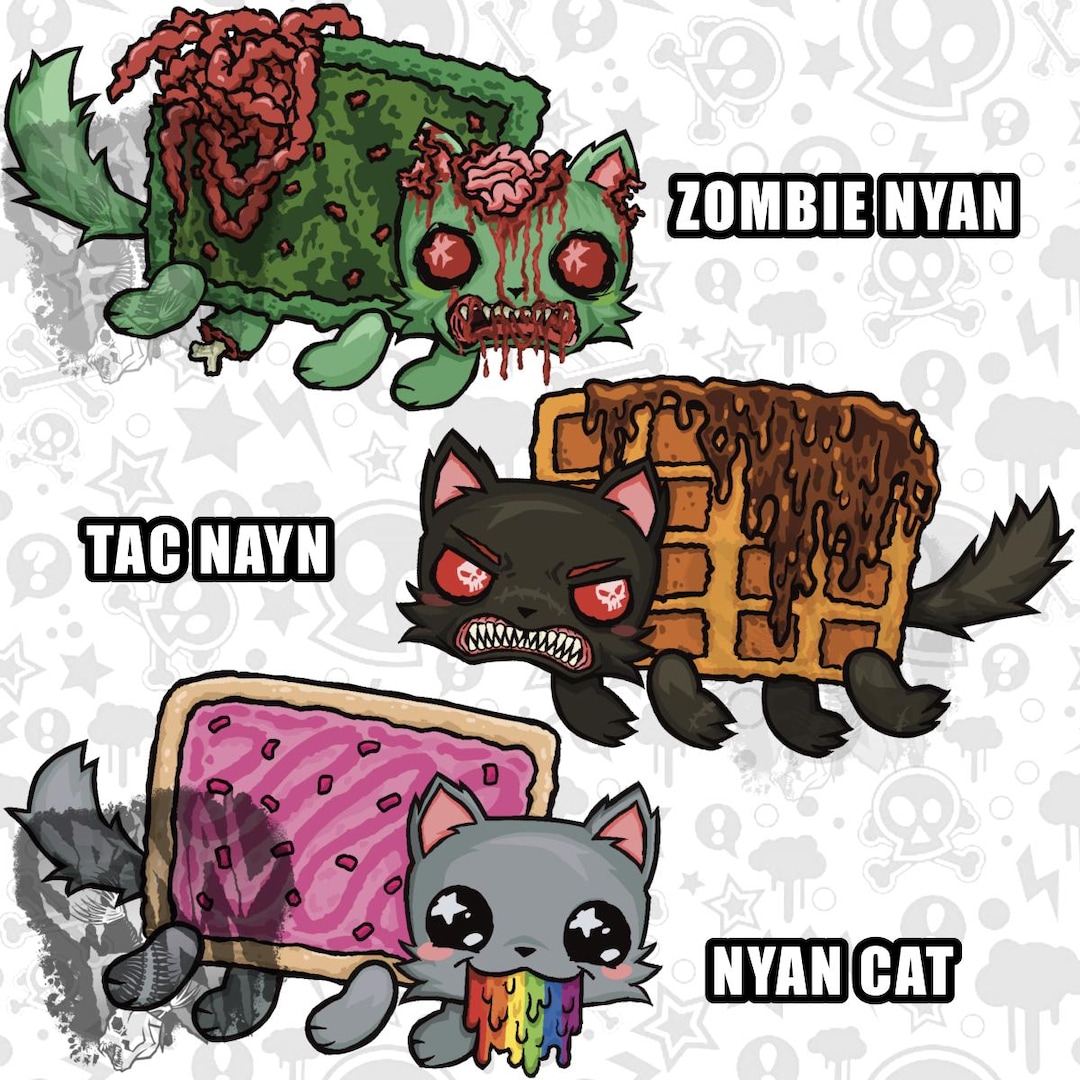 Holographic Nyan Cat Sticker Set, Zombie & Tac Nayn, Myspace Inspired ...