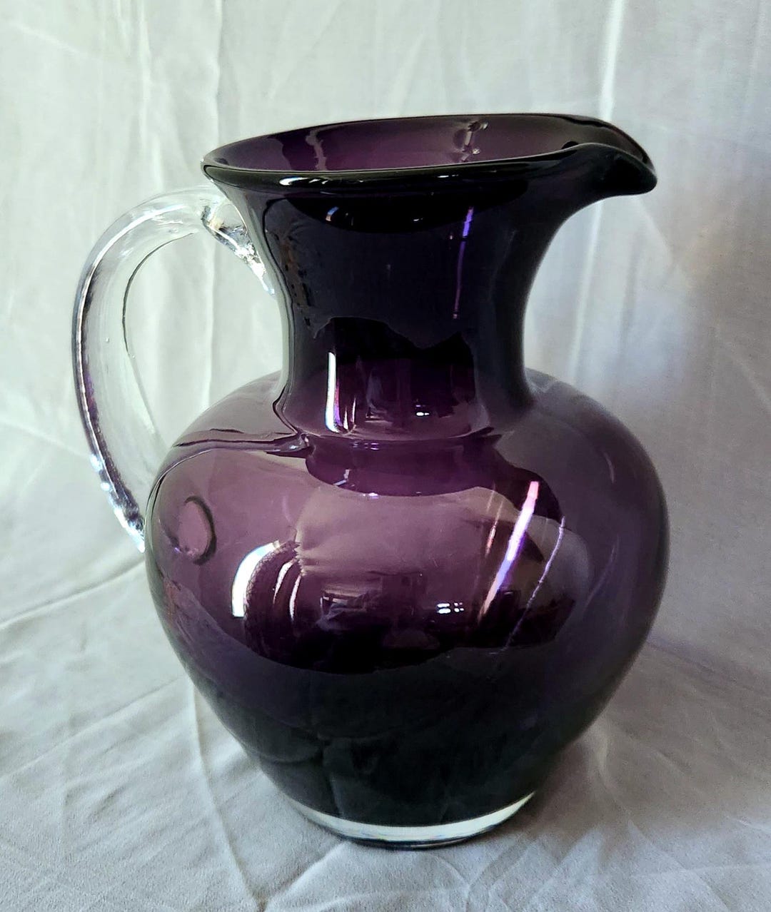 Amethyst Vintage Hand Blown Art Glass Pitcher Excellent Condition - Etsy