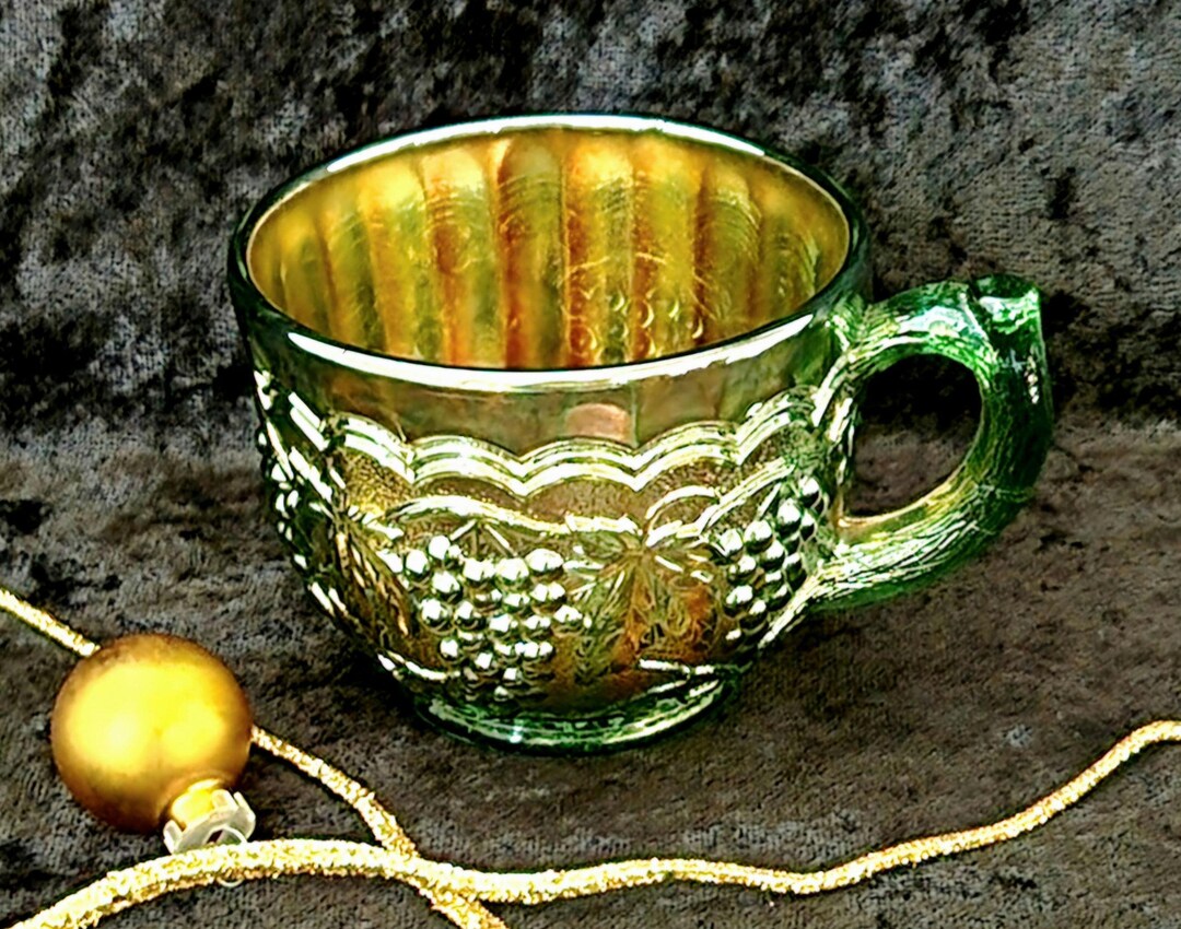 Imperial Glass Carnival Glass Punch Cup UV Reactive Imperial Grape ...