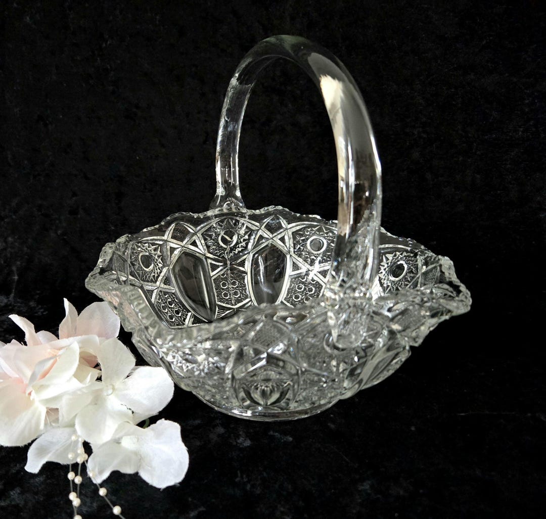LE Smith Heritage Quintec Crystal Glass Basket Excellent Condition ...