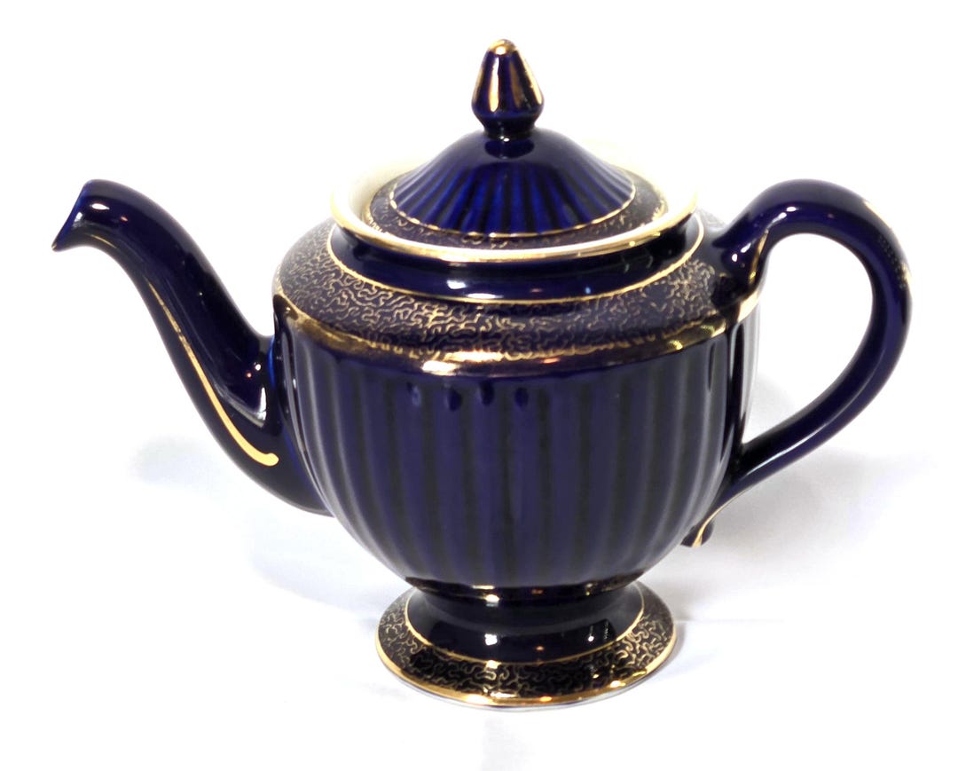 Hall Pottery Cobalt Blue Teapot and Lid Set #083 "los Angeles" Pattern ...