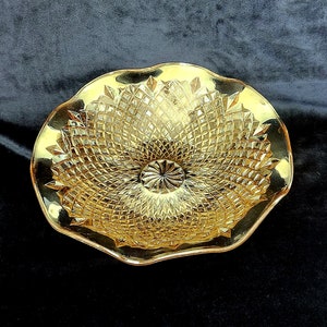 Marigold Carnival Glass by Northwood Diamond Point Pinwheel Scalloped ...