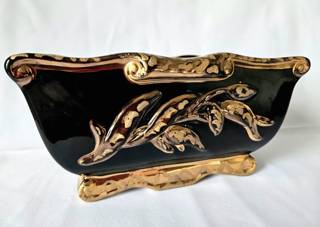 Cameron Clay Pottery Weeping Gold 24k & Black Gloss Rectangular 9 ...