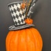 Mini Harlequin Top Hat. Adorned With Glitter Sprays, Polka Dot Pumpkin ...