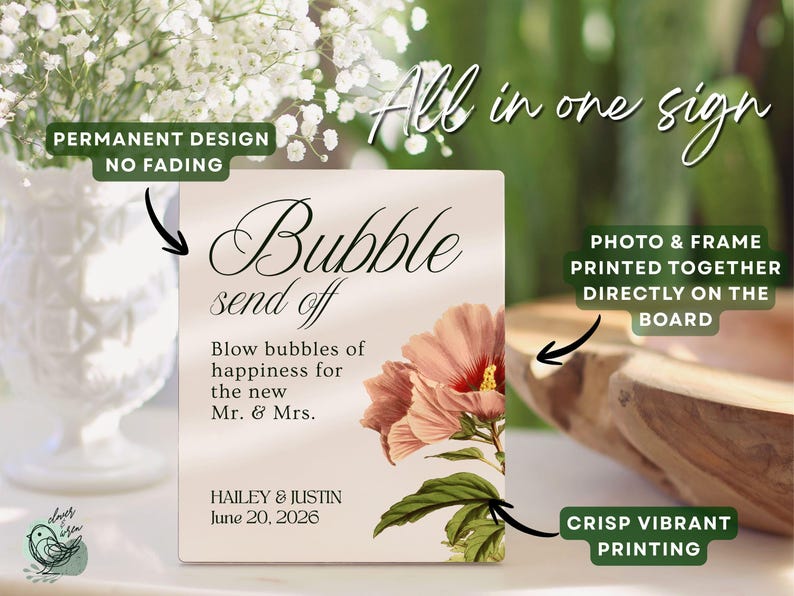 Personalized Wedding Sign Bubbles Send off Wooden Wedding Sign ...