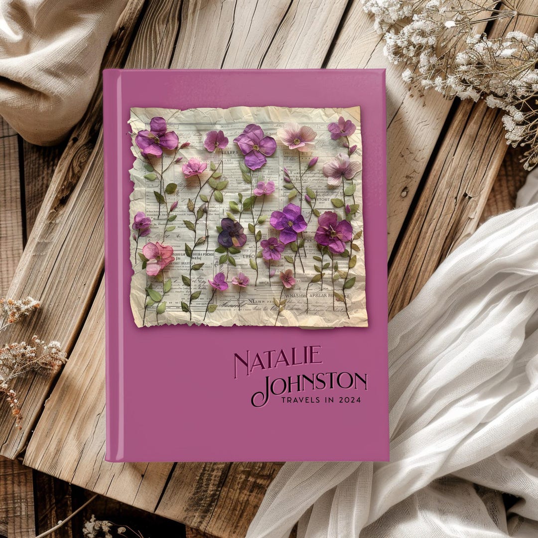 Personalized Blank Pressed Violets Floral Elegance Printed Journal ...