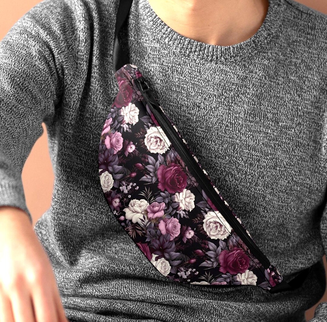 Gothic Purple Roses Dark Cottagecore Fanny Pack or Crossbody Bag, Gift ...