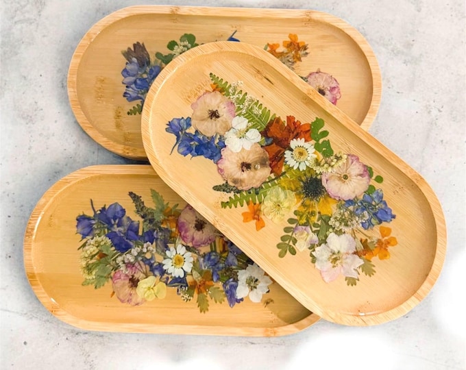 Pressed Flower Resin Tray Flower Serving Tray Dried Flower Decor ...