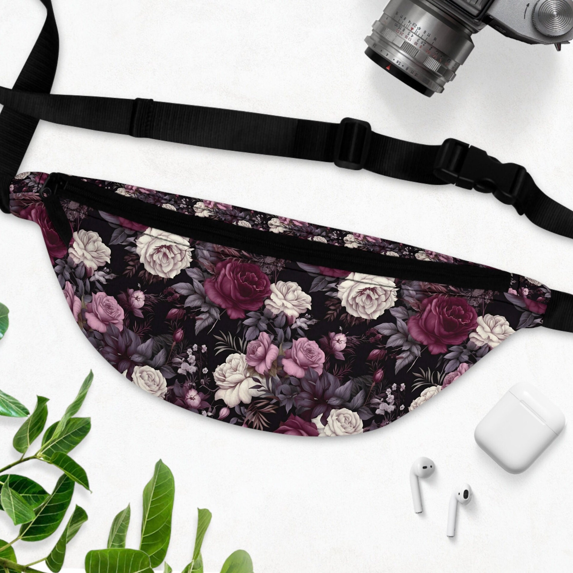 Gothic Purple Roses Dark Cottagecore Fanny Pack or Crossbody Bag, Gift ...