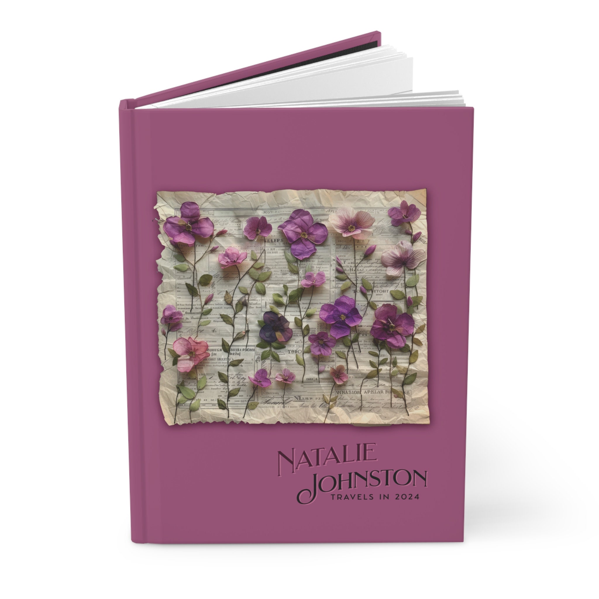 Personalized Blank Pressed Violets Floral Elegance Printed Journal ...