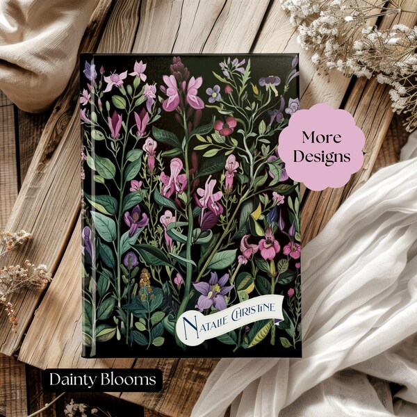 Personalized Blank Pressed Violets Floral Elegance Printed Journal ...