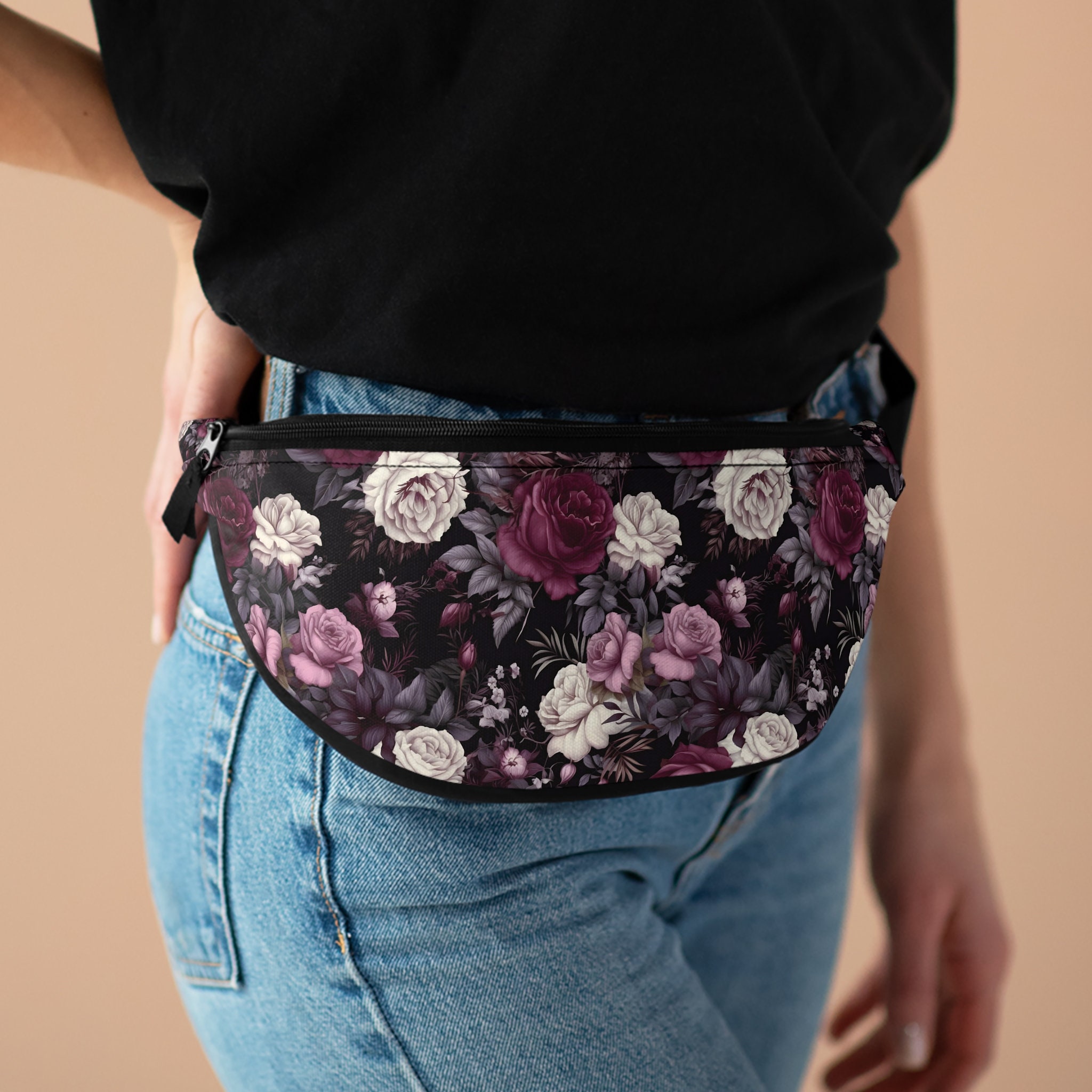 Gothic Purple Roses Dark Cottagecore Fanny Pack or Crossbody Bag, Gift ...
