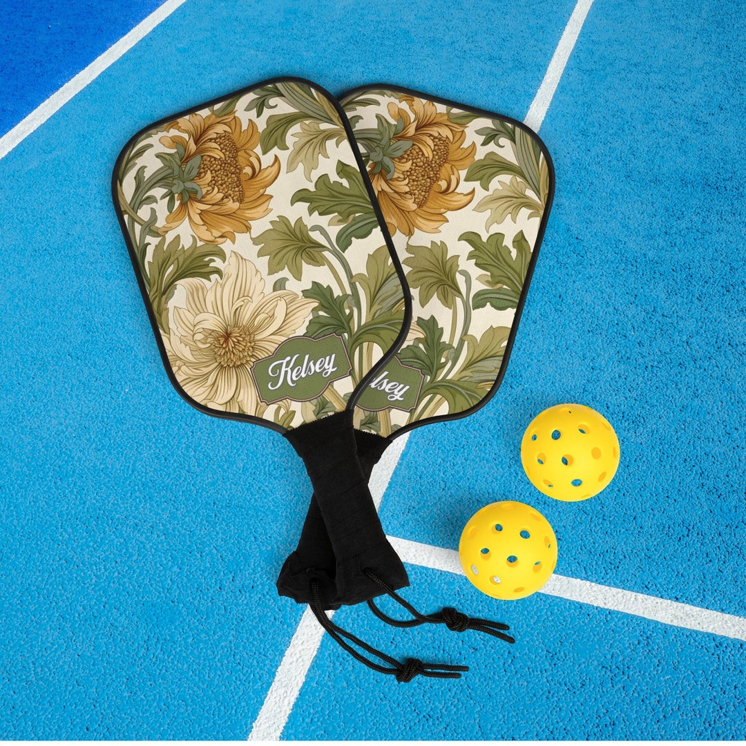 Custom Pickleball Paddle Gift Set 2 Personalized Double Sided Wooden ...