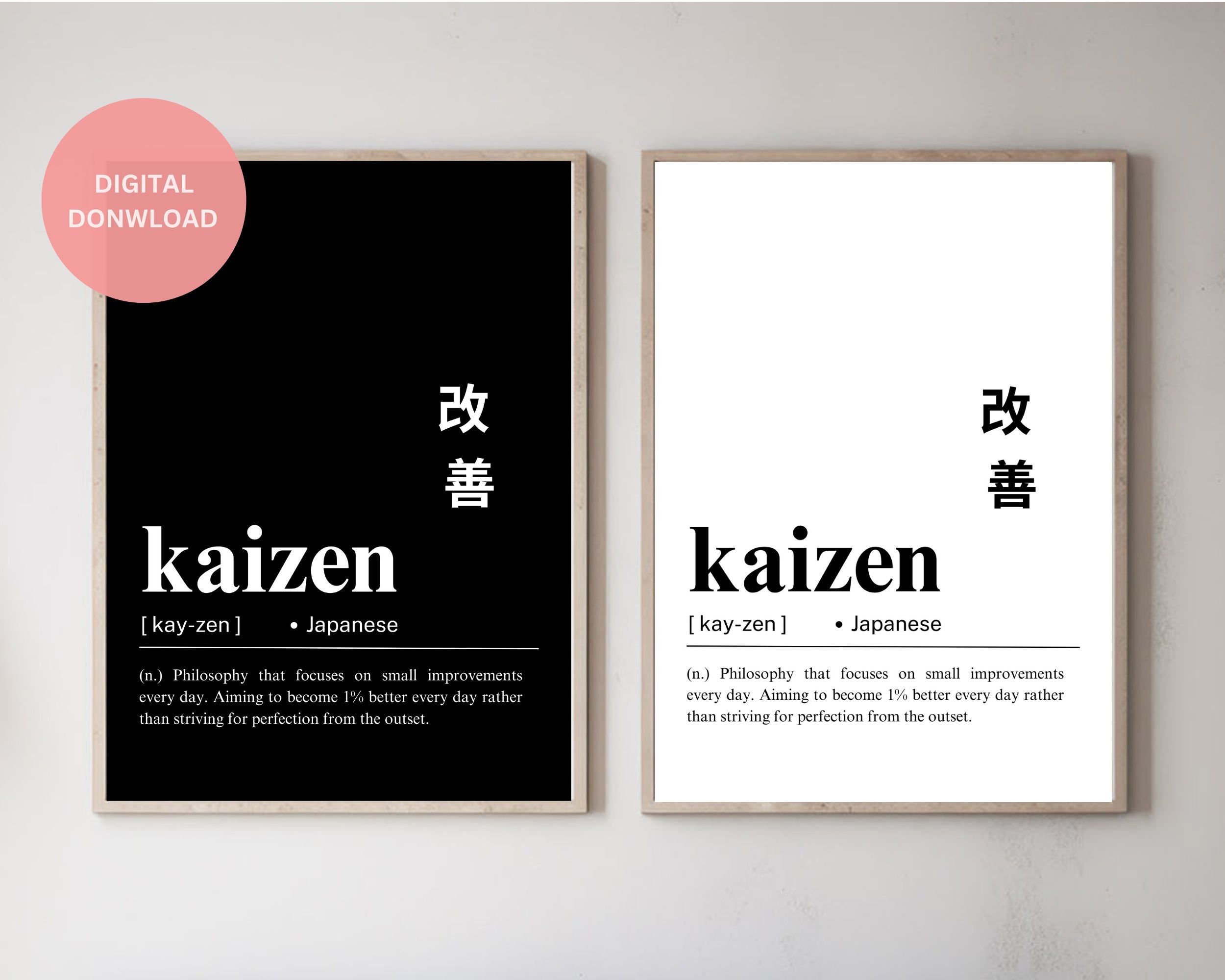 Kaizen Definition Print Japandi Poster Home Decor Digital Print Japandi ...