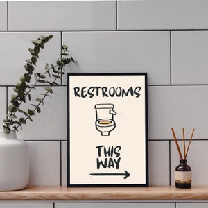 Bath Art Funny Bathroom Print Restrooms Direction Sign Wall Decor Set ...
