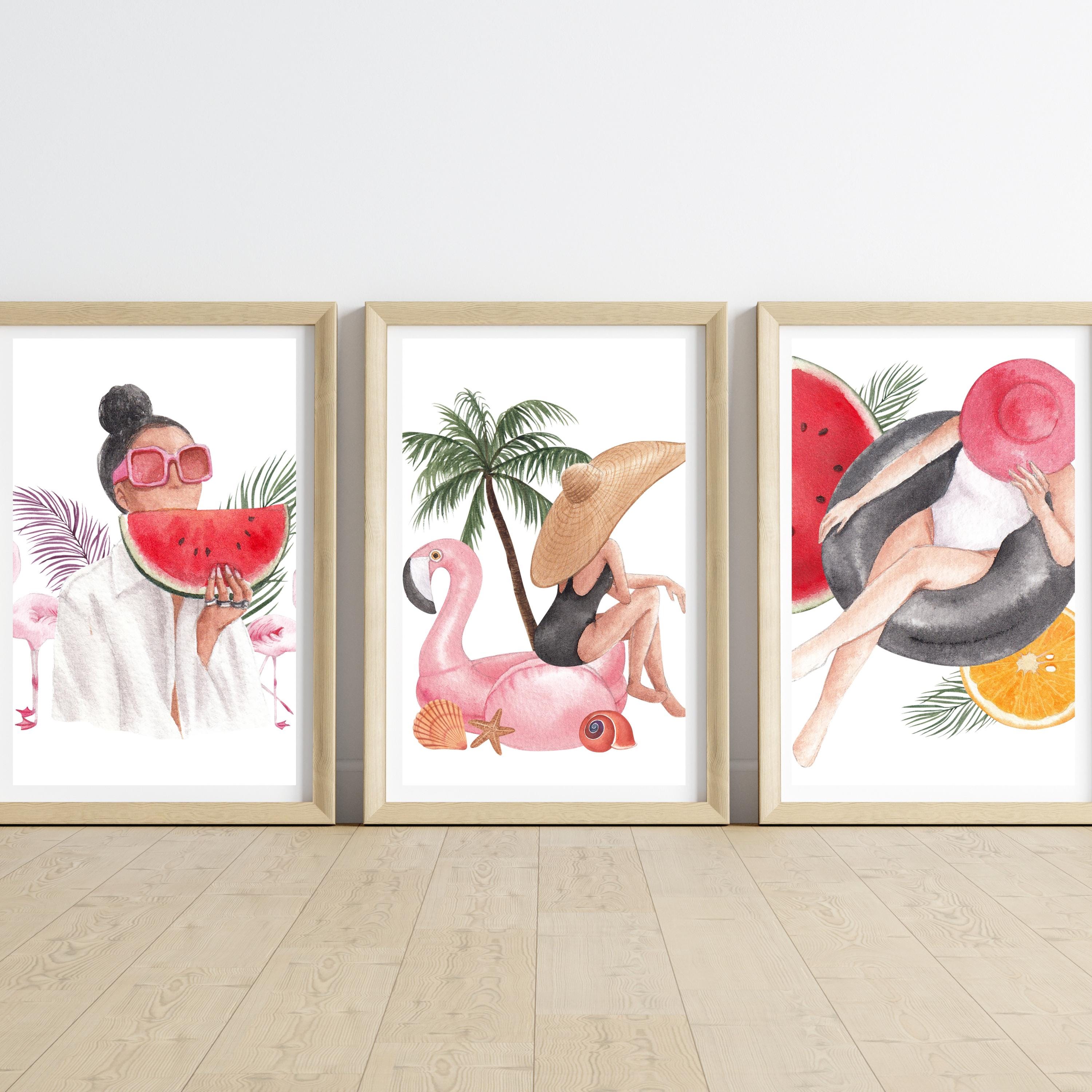 Girly Beach Prints Modern Beach Print Digital Download Art Summer Art ...