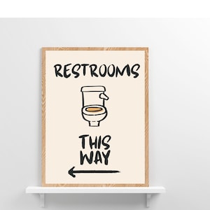 Bath Art Funny Bathroom Print Restrooms Direction Sign Wall Decor Set ...