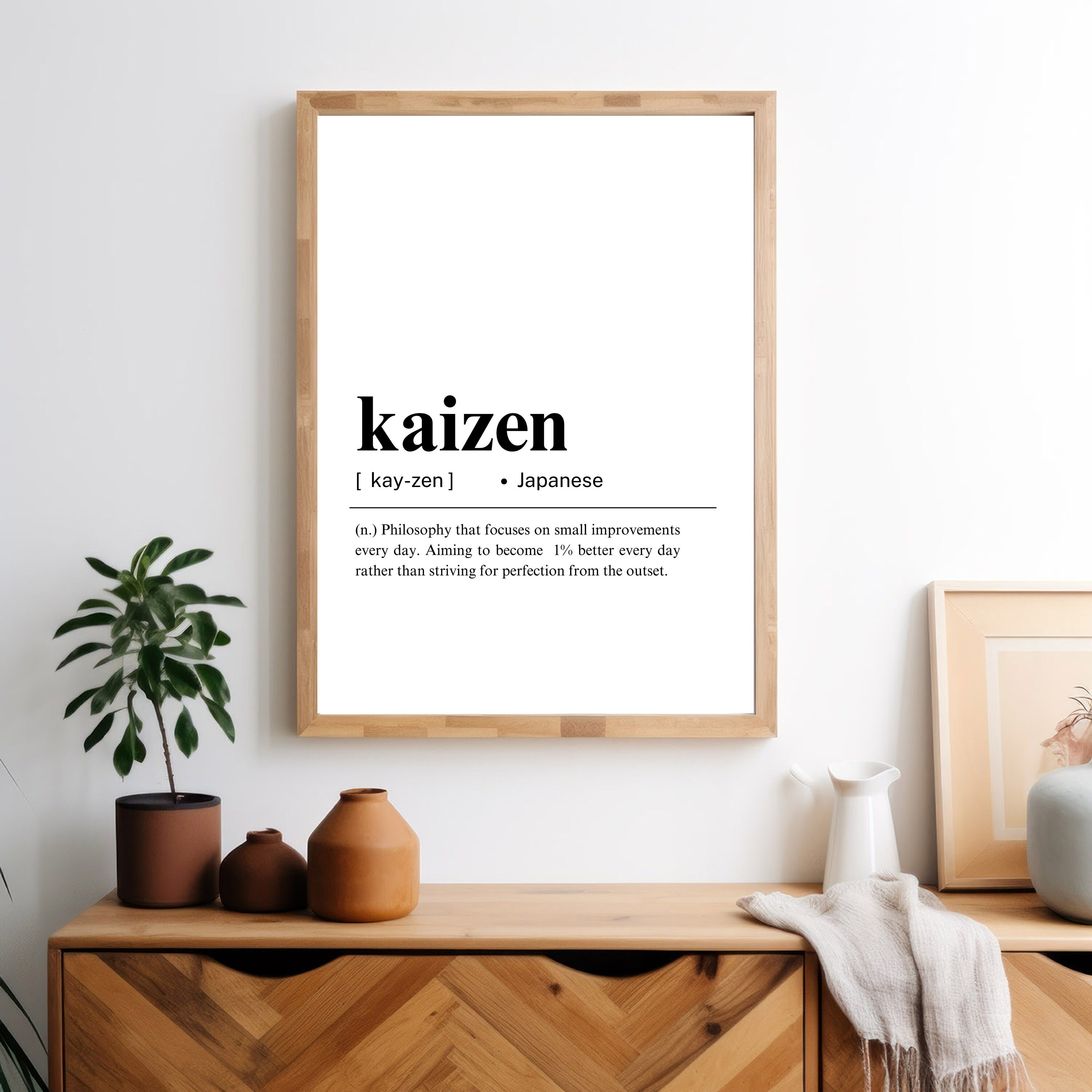 Kaizen Definition Print, Kaizen Wall Art, Japandi Poster, Typography ...