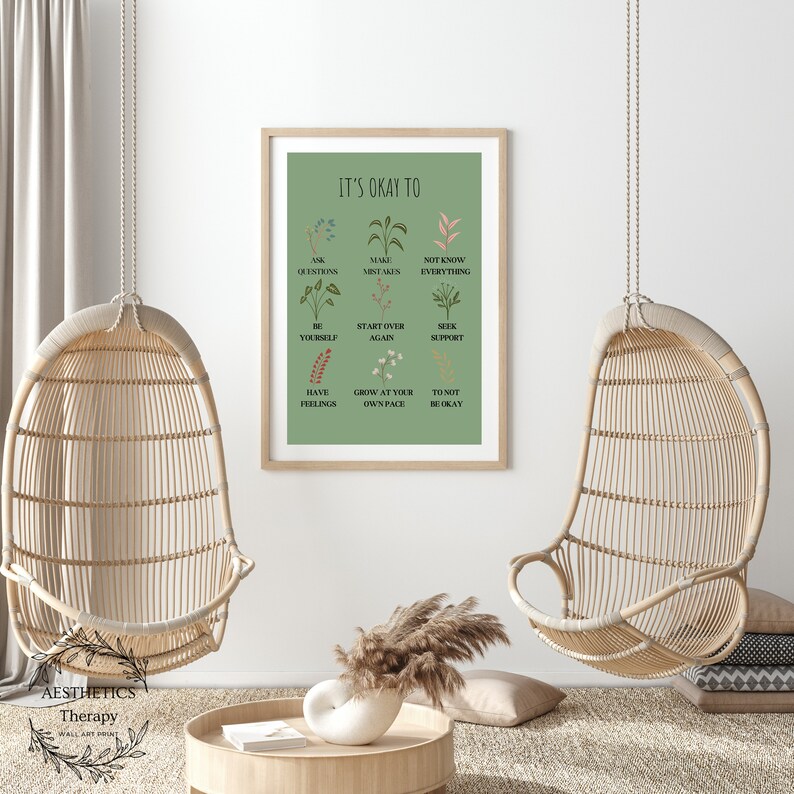 It's Okay to Self Care Art Mental Health Art Digital Mindfulness Poster ...