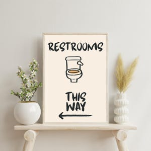 Bath Art Funny Bathroom Print Restrooms Direction Sign Wall Decor Set ...