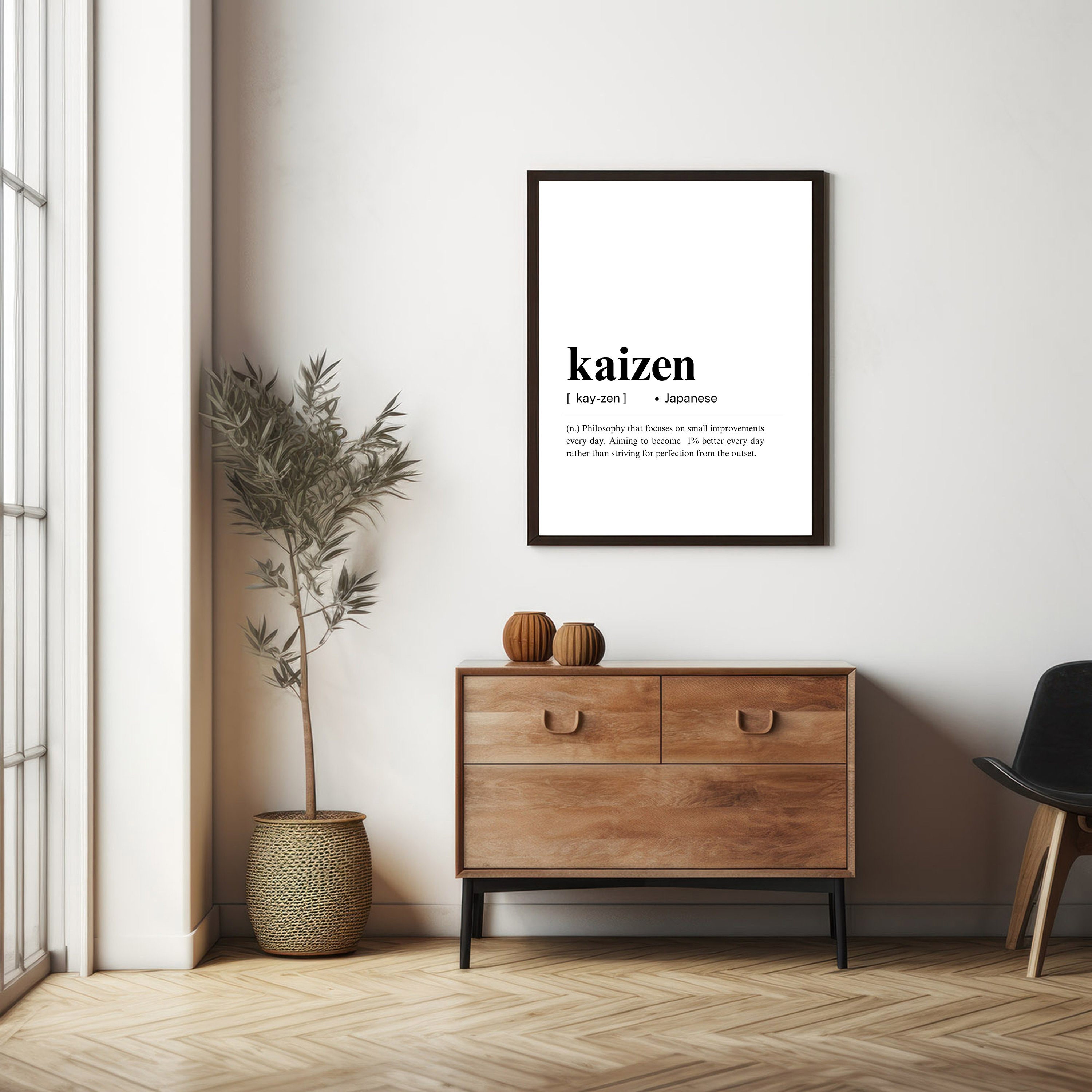 Kaizen Definition Print, Kaizen Wall Art, Japandi Poster, Typography ...