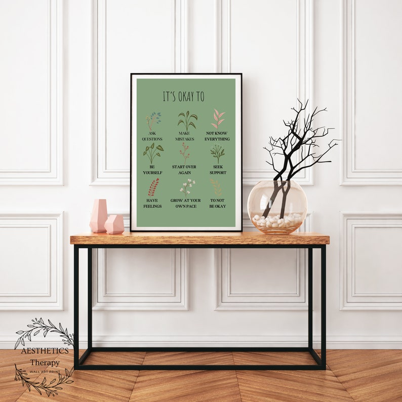 It's Okay to Self Care Art Mental Health Art Digital Mindfulness Poster ...