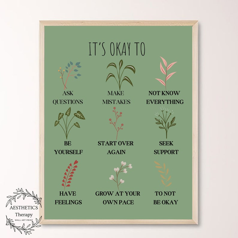 It's Okay to Self Care Art Mental Health Art Digital Mindfulness Poster ...