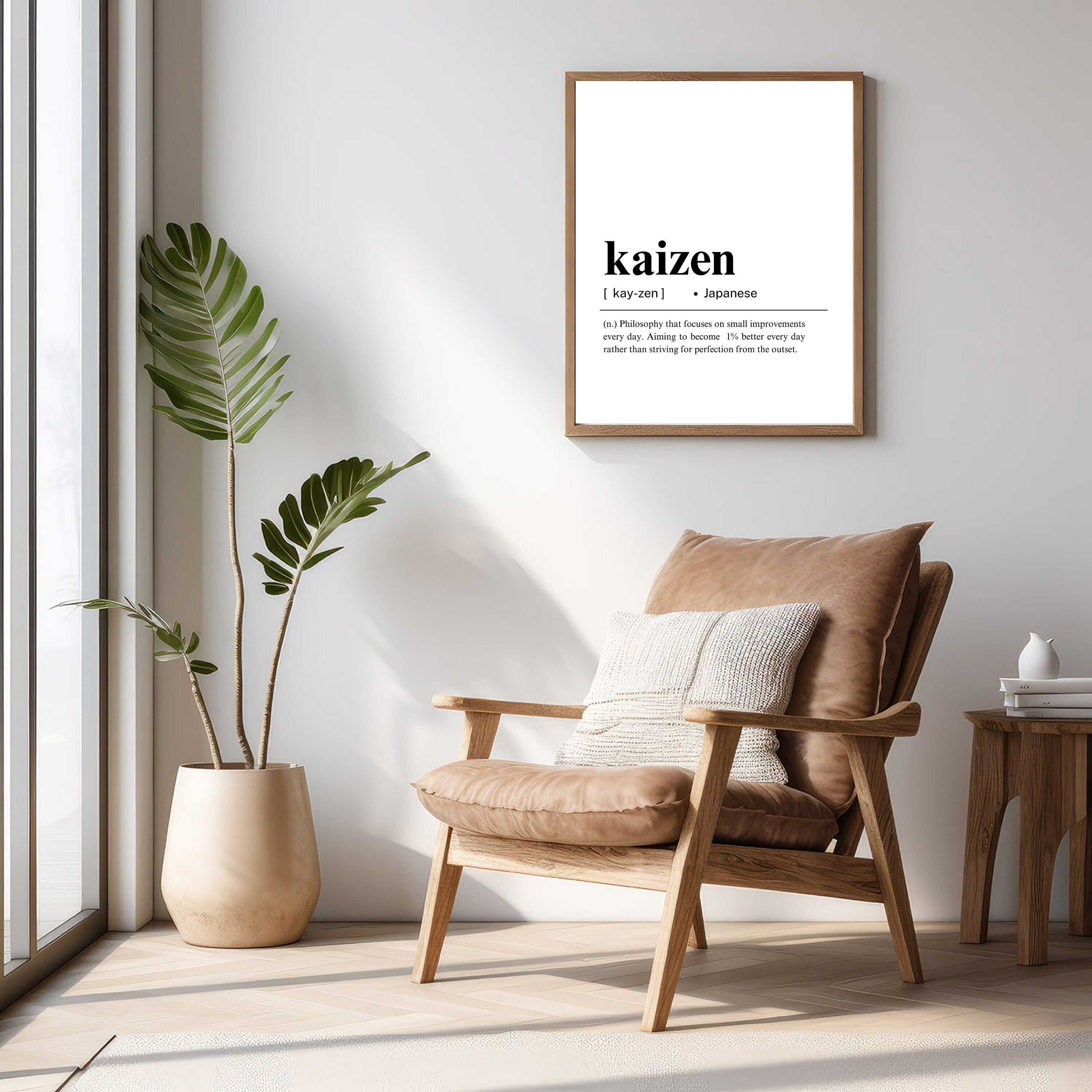 Kaizen Definition Print, Kaizen Wall Art, Japandi Poster, Typography ...