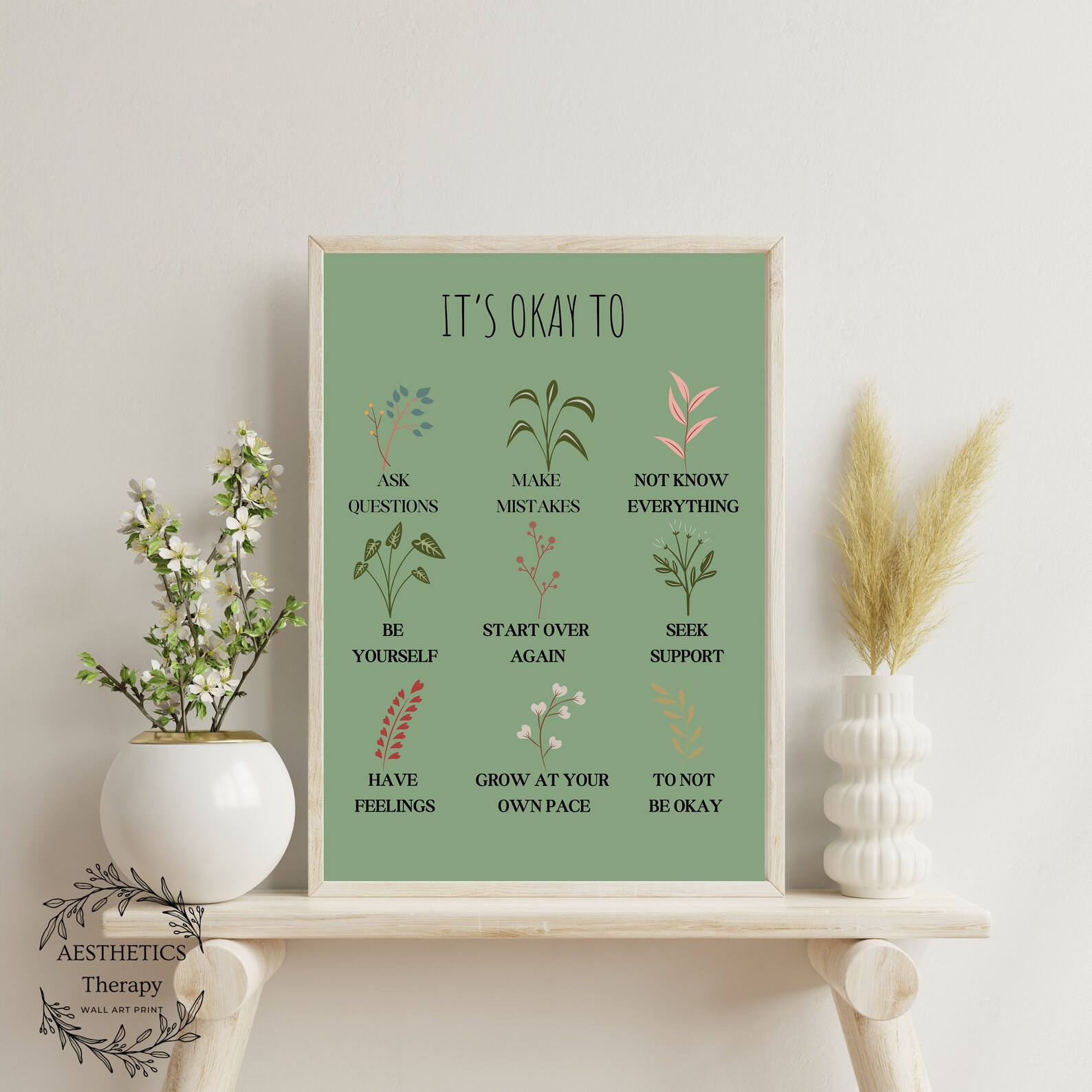 It's Okay to Self Care Art Mental Health Art Digital Mindfulness Poster ...