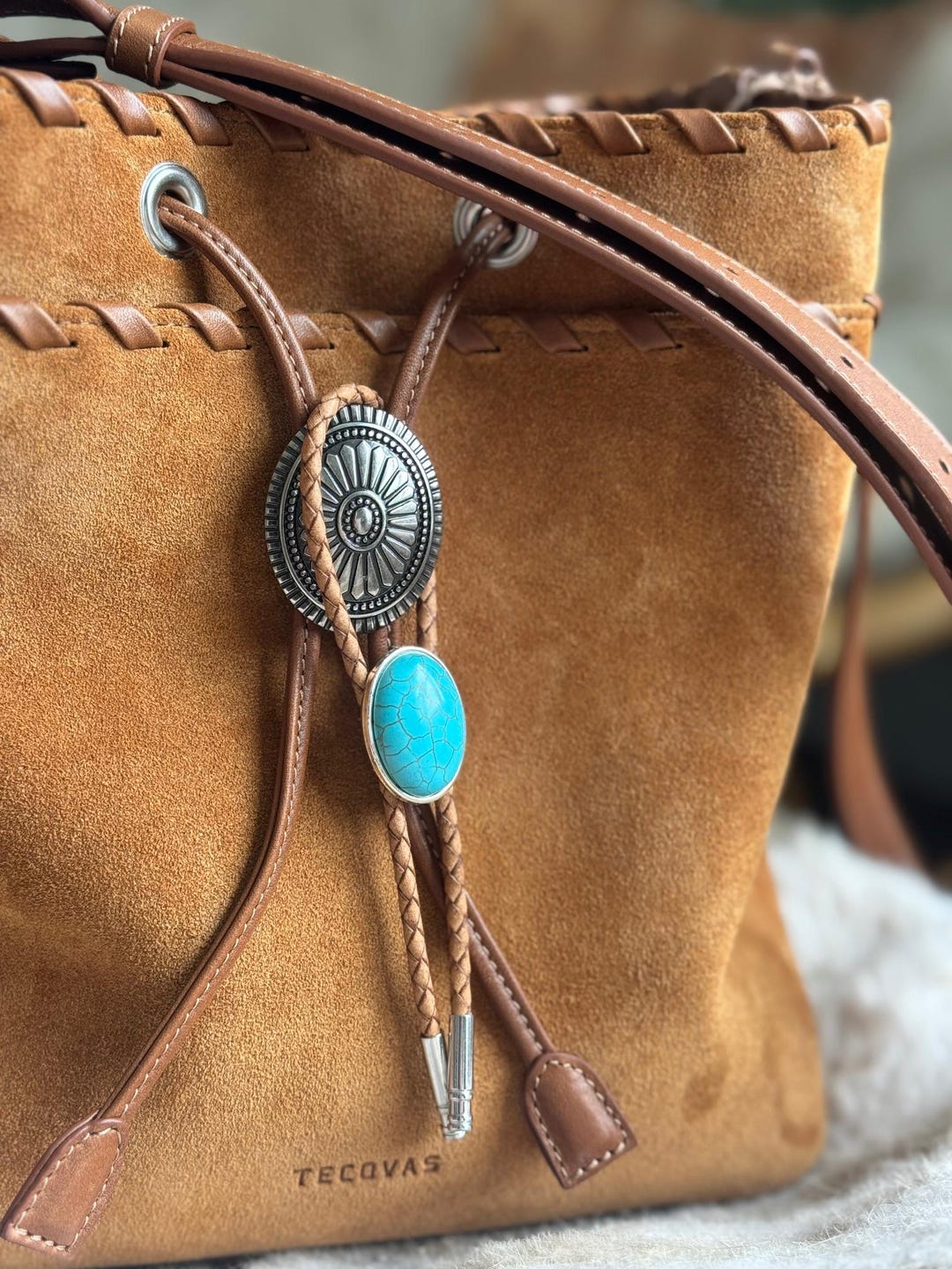 Oval Faux Turquoise Stone Western Bolo Bag Charm/key Chain | Handmade ...