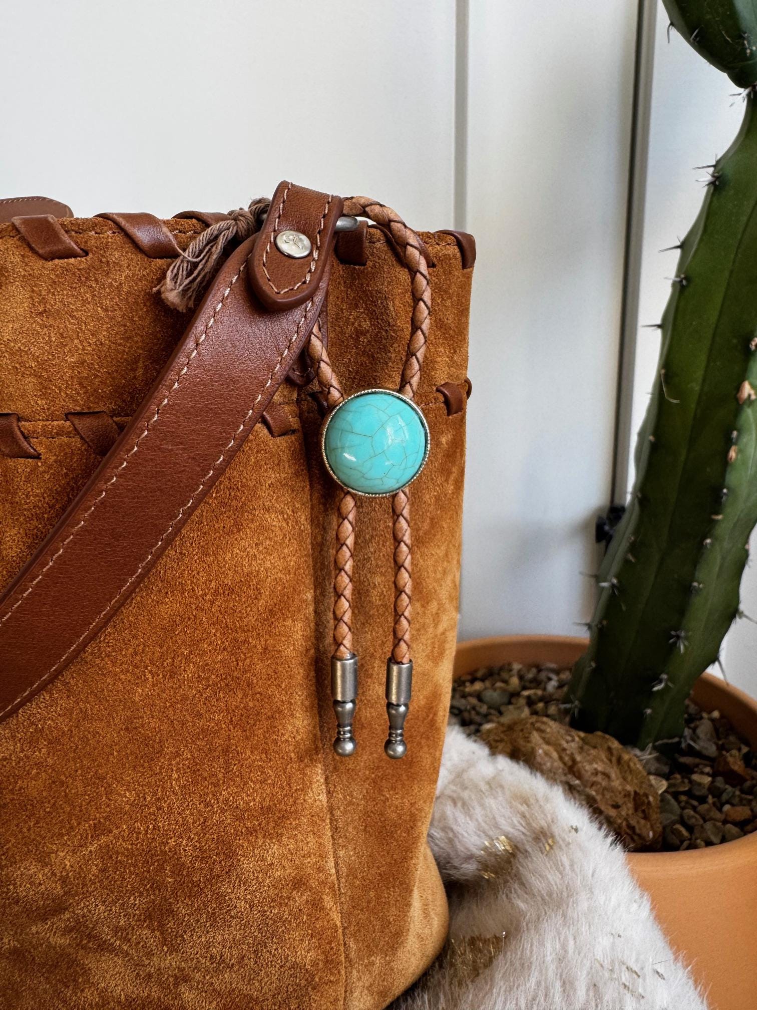 Round Faux Howlite Turquoise Stone Bag Charm | Boot Charm | Key Chain ...