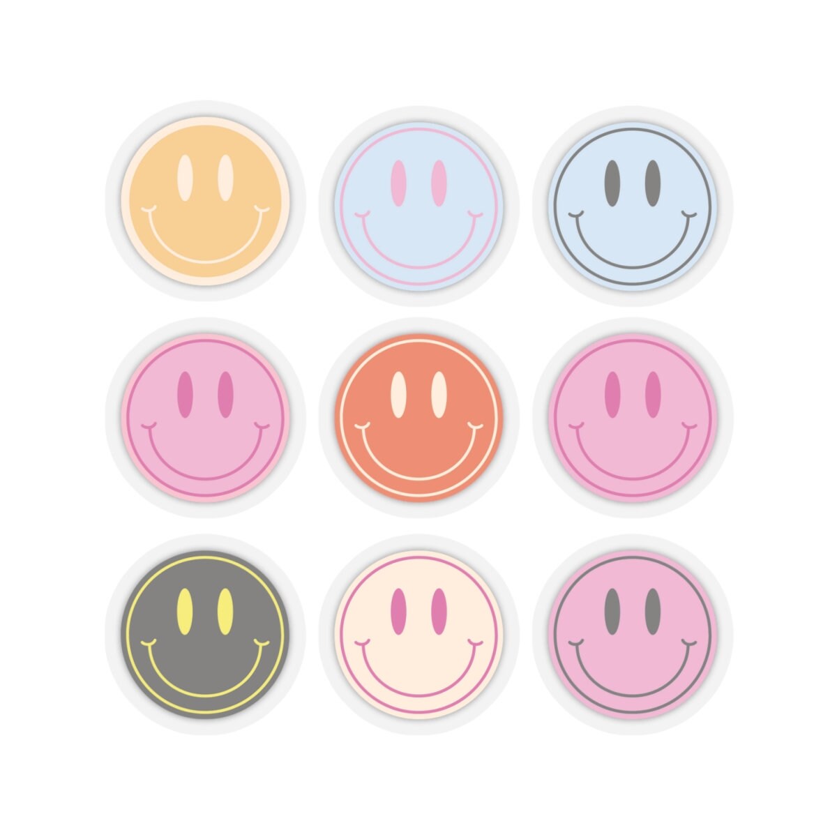 Smily Face Sticker Sheet Retro Colors Yellow Happy Faces Bullet Journal ...