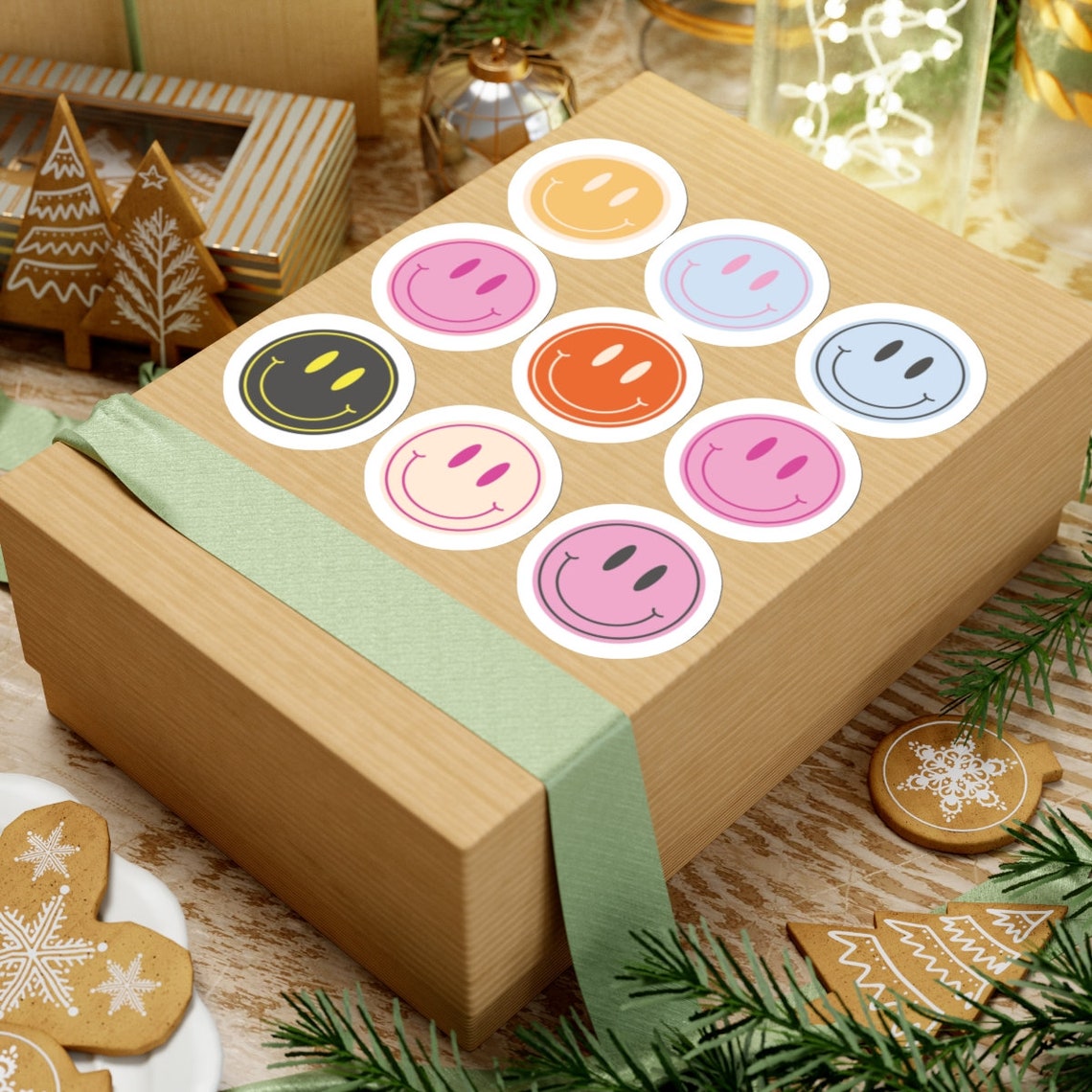 Smily Face Sticker Sheet Retro Colors Yellow Happy Faces Bullet Journal ...