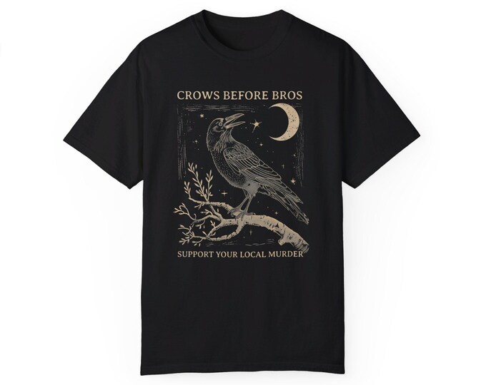 Crow Graphic T-shirt, Support Your Local Murder, Sustainable Fashion ...