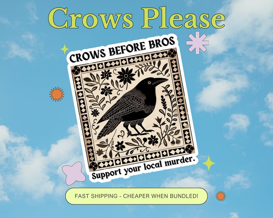 Crows Before Bros Vinyl Sticker: Sarcastic Raven Decal - Etsy