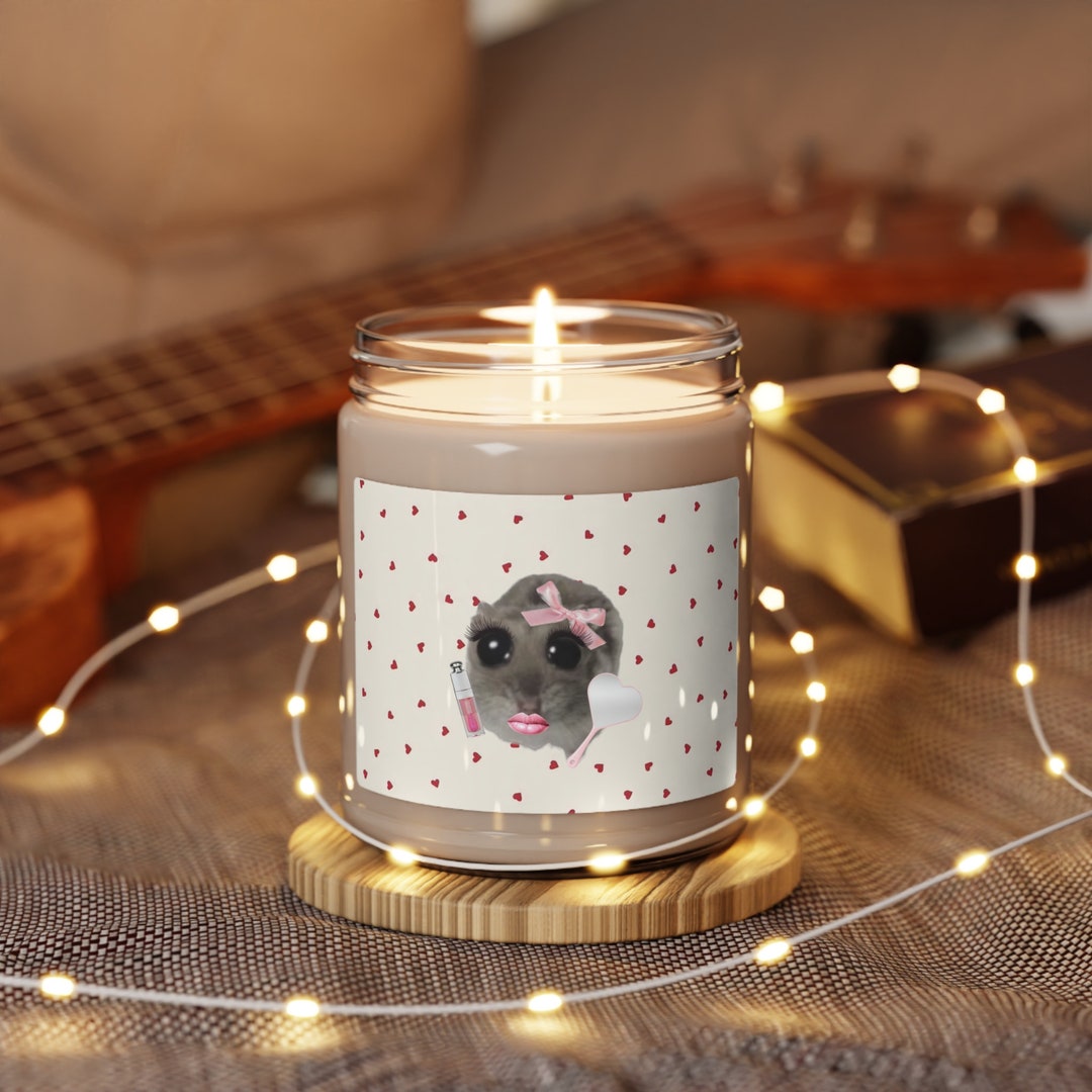 Sad Hamster Meme Bow Coquette Candle Im Just a Girl - Etsy