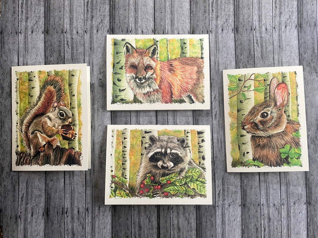 Forest Animal Watercolor Cards Woodlands Creature Watercolor Forest ...
