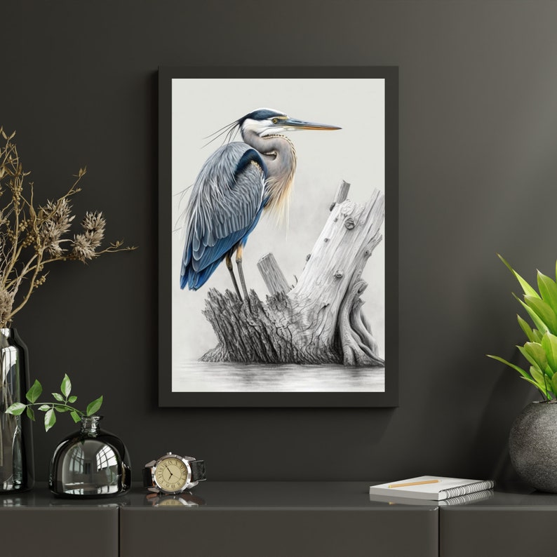 Printable Great Blue Heron Wall Art: Downloadable Pacific Northwest ...