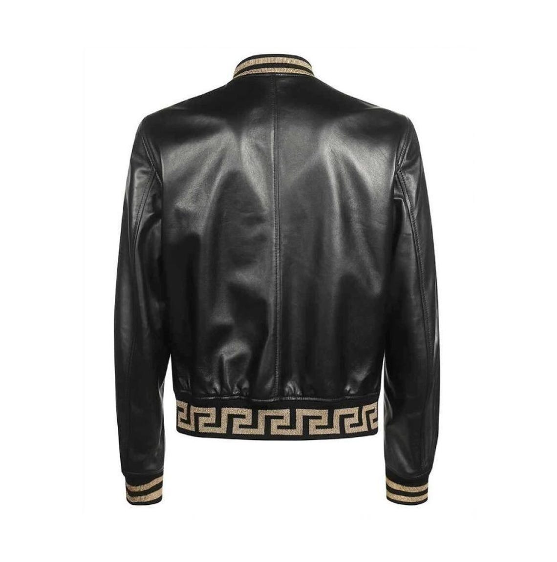 Men's Baseball Leather Jacket, Handmade Baseball Zipper Jacket, Rib ...