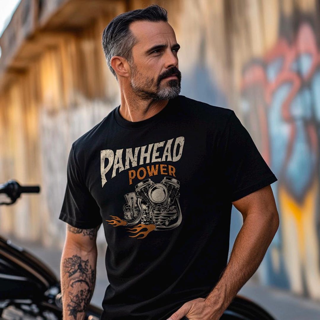 Panhead Power Biker Motorcycle T-shirt - Biker Tee Shirt for Harley ...